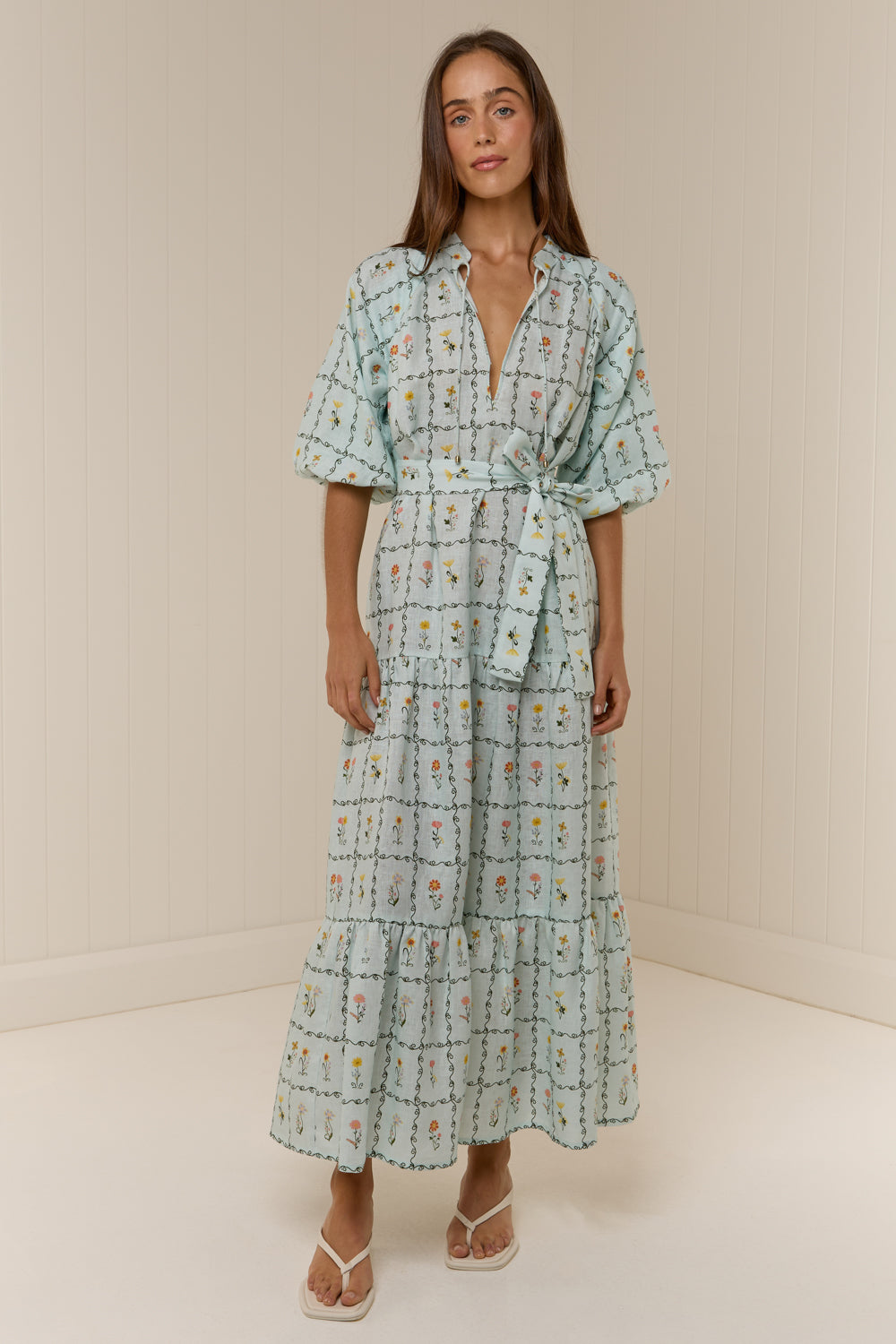 Dutton Dress Calypso Tile – Palm. Noosa